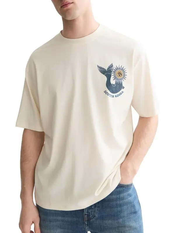Scotch & Soda Loose Fit Graphic T-shirt - Eggnog