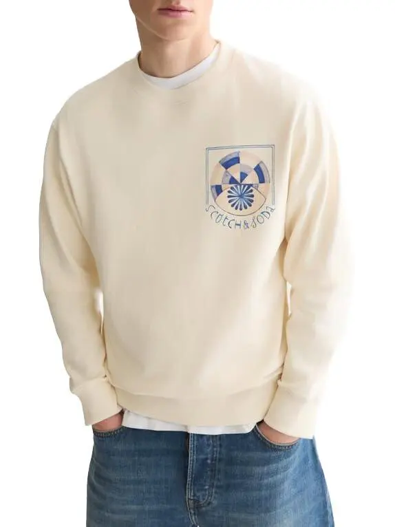 Scotch & Soda Graphic Crewneck Sweatshirt - Eggnog
