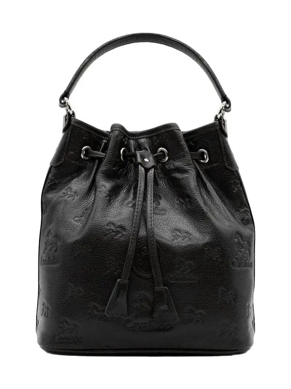 CAVALINHO Embossed Leather Bucket Bag - Black
