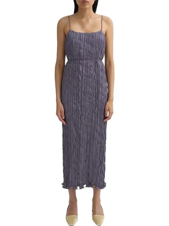Posse Esme Plissé Midi Slipdress & Scarf - Dusk