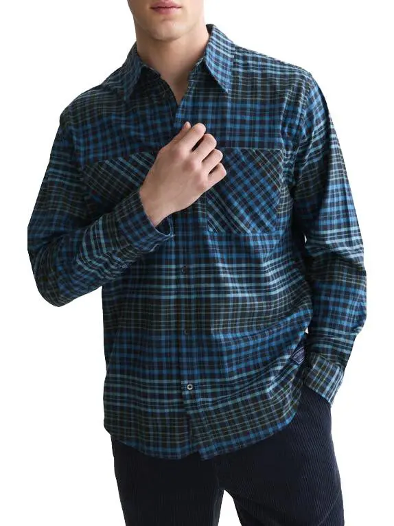 Scotch & Soda Relaxed Fit Checked Flannel Shirt - Meteorite Check