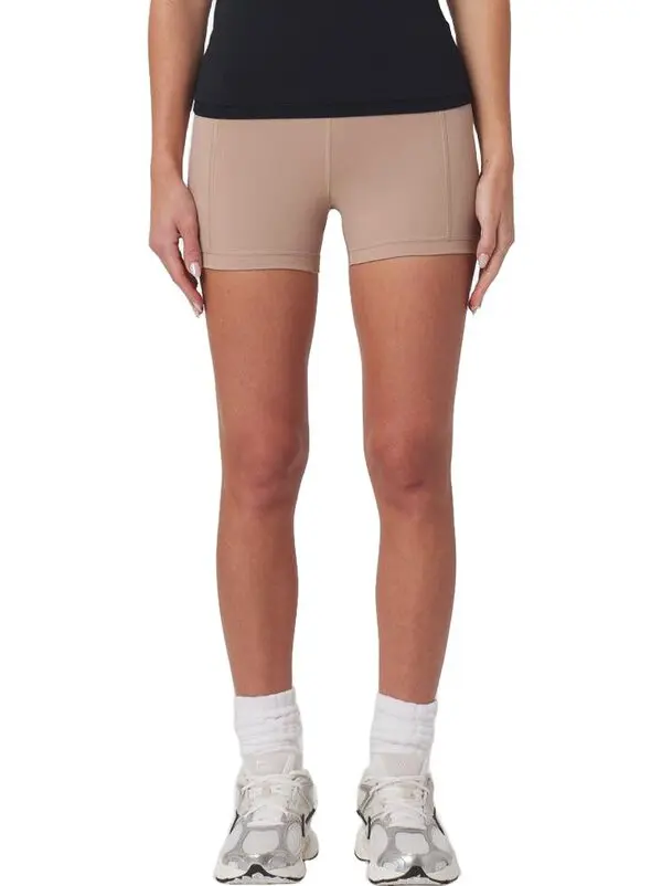 WILLIAMS ATHLETIC CLUB Heather High Waist Pocket Bike Shorts - Sand