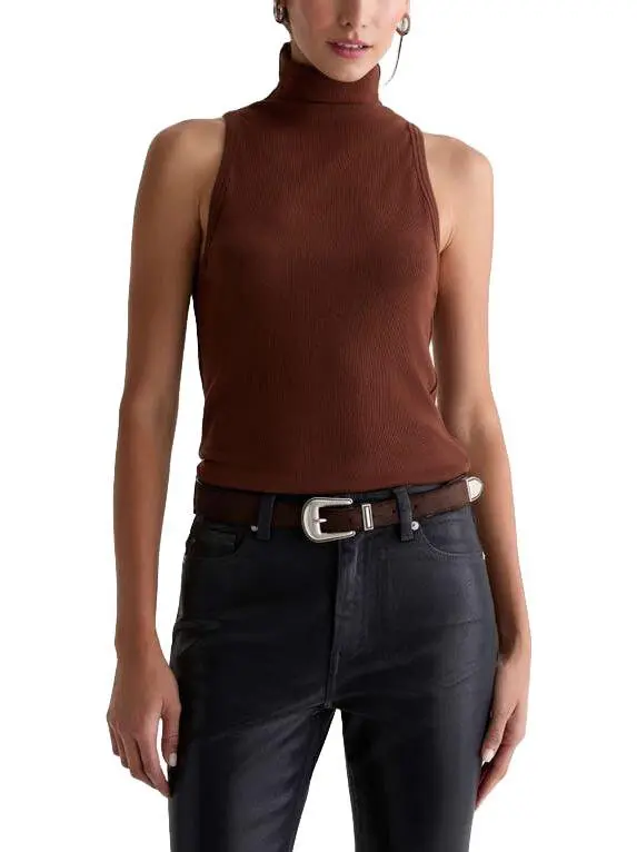 Ag Faey Mock Neck Ribbed Tank - Chestnut