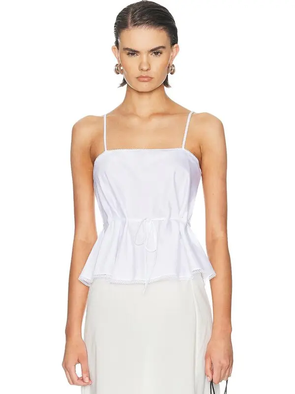 LESET Yoko Lace Trimmed Tank Top - White