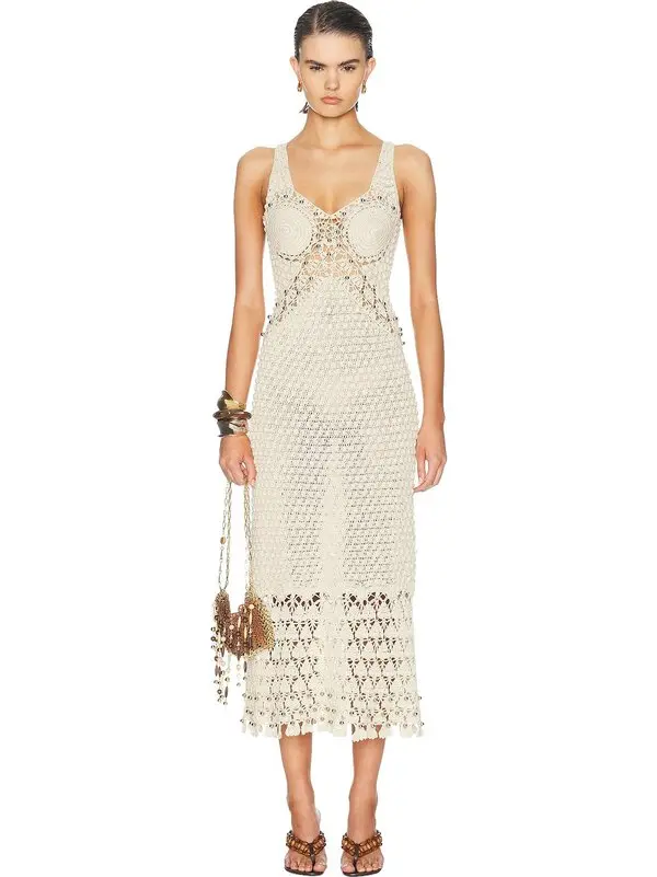 Rabanne Sleeveless Crochet Dress - Ecru