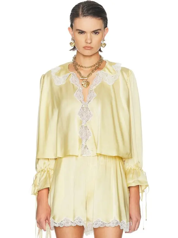 Chloé Lace Trimmed Silk Blouse - Yellow