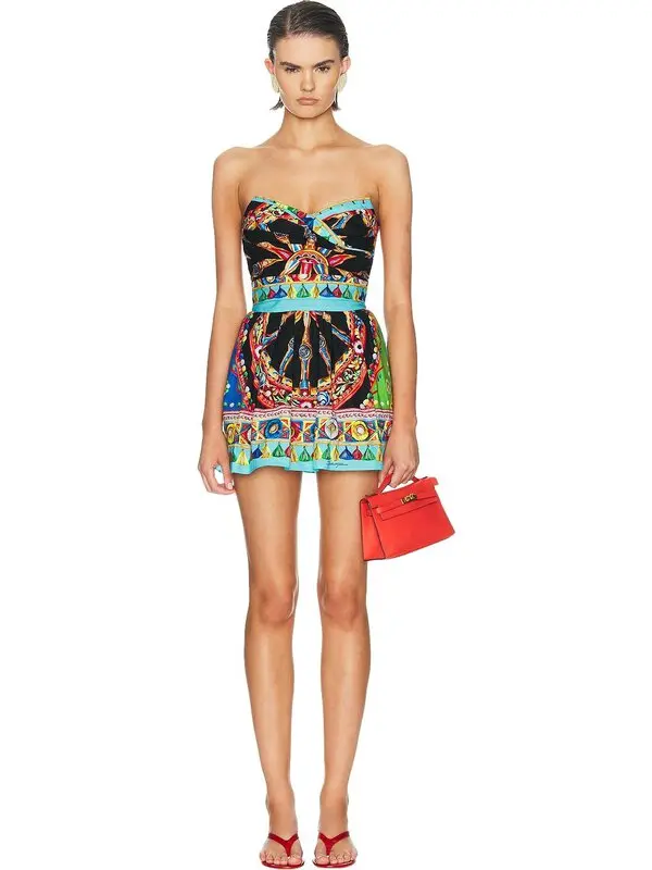 Dolce & Gabbana Heavy Poplin Carretto Print Mini Dress - Multicolor