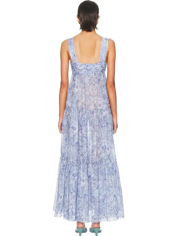 Chloé Bow Front Maxi Dress - Multicolor Blue