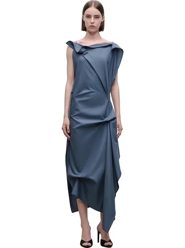 Victoria Beckham Draped Midi Dress - Blue