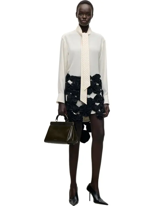 Victoria Beckham Applique Detail Skirt - Black
