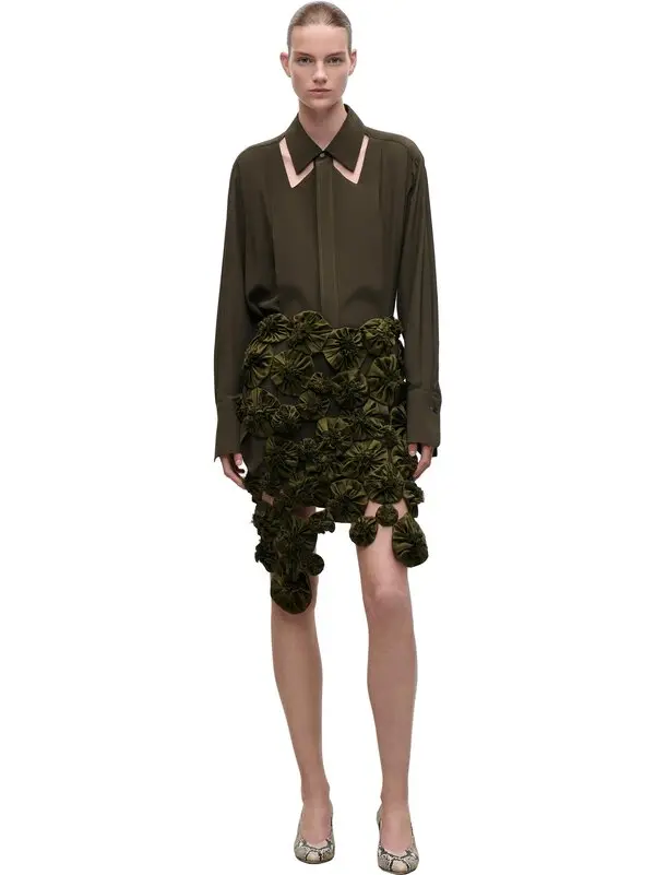 Victoria Beckham Appliqué Skirt - Green