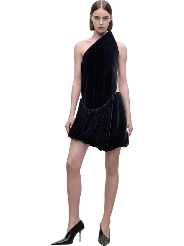 Victoria Beckham Asymmetrical Mini Dress - Navy