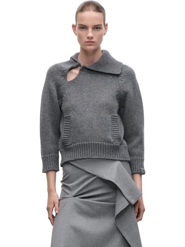 Victoria Beckham Asymmetric Collar Jumper - Dark Grey