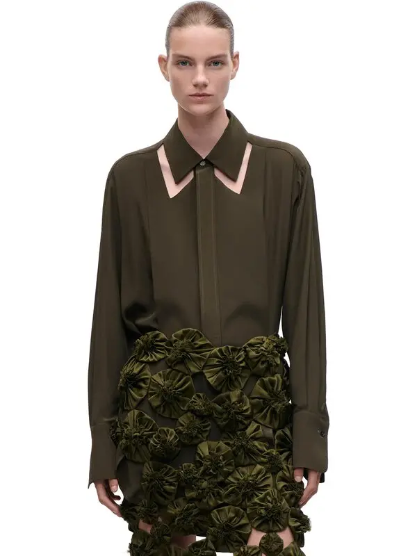 Victoria Beckham Cut Out Collar Blouse - Green