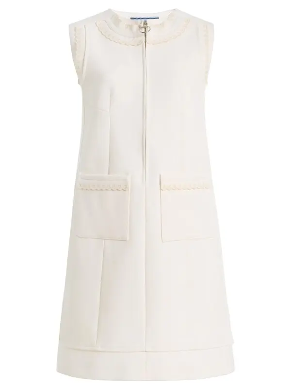 Prada Wool Mini Shift Dress With Utilitarian Details - White