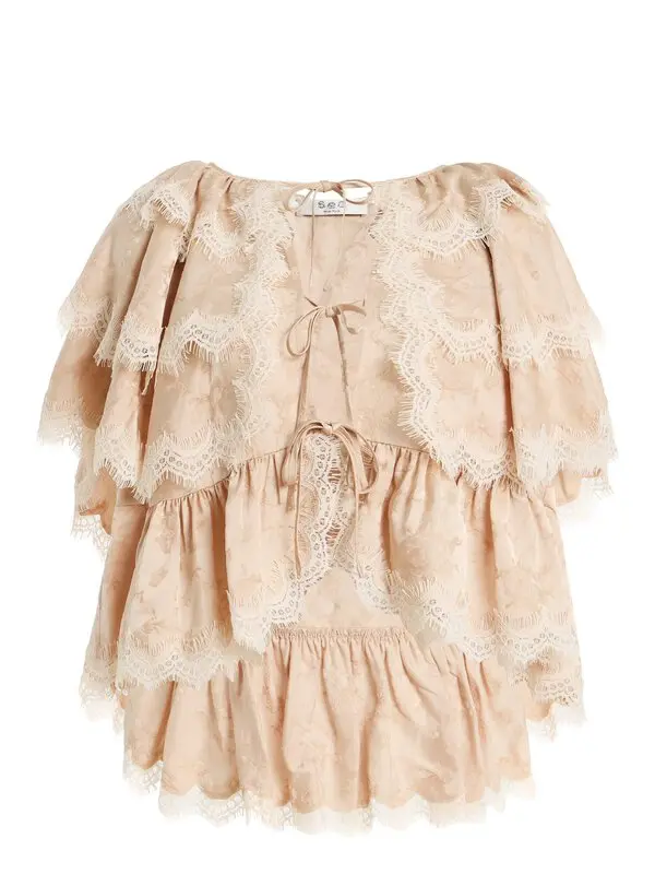 Sea Shay Lace Tie Top - Neutral