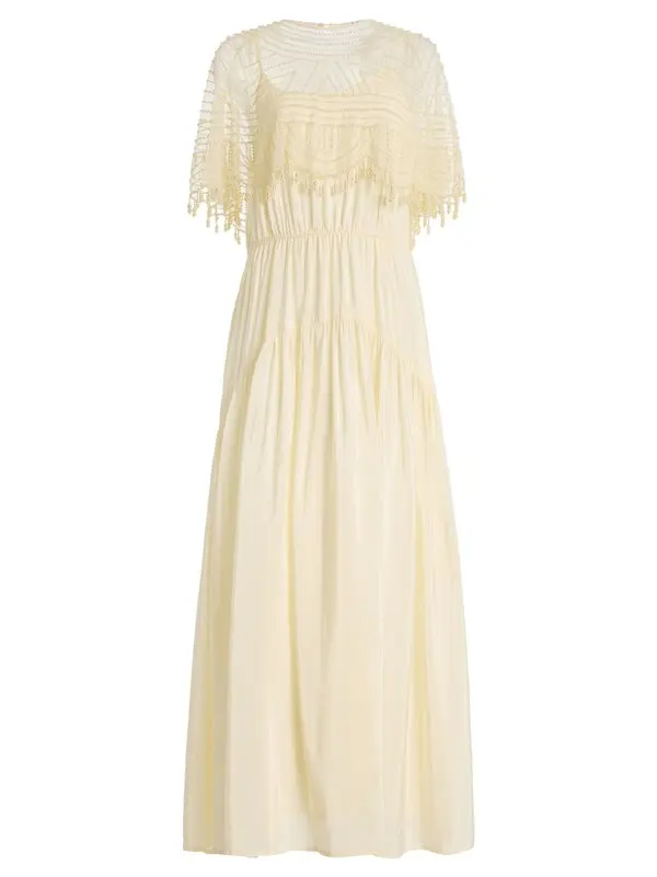 Sea Carlotta Embellished Midi Cape Dress - Ivory
