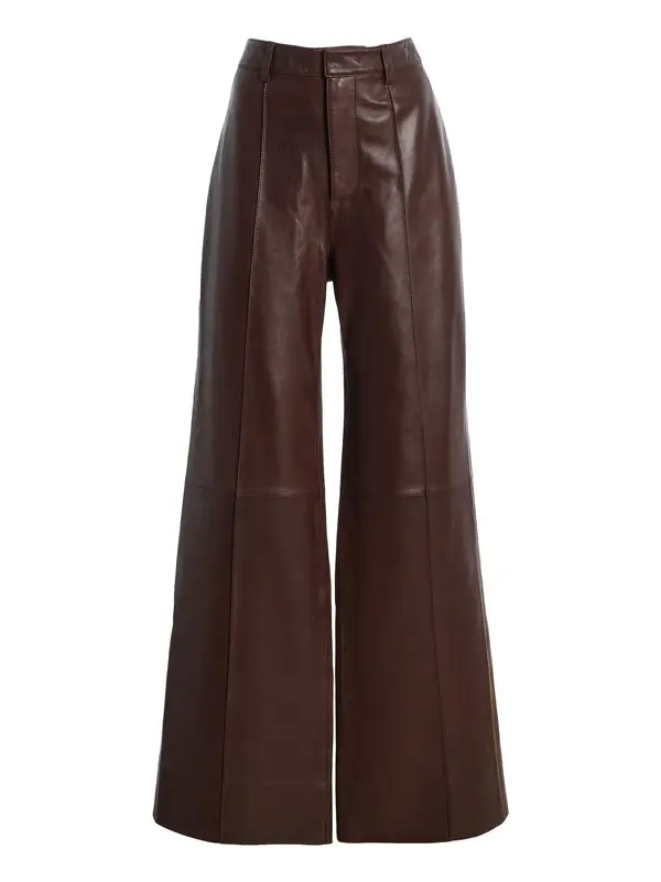 Sea Caitlin Leather Wide-leg Pants - Brown