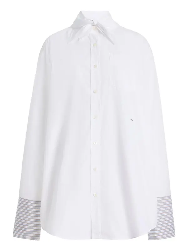 Prada Tie-neck Cotton Shirt - White
