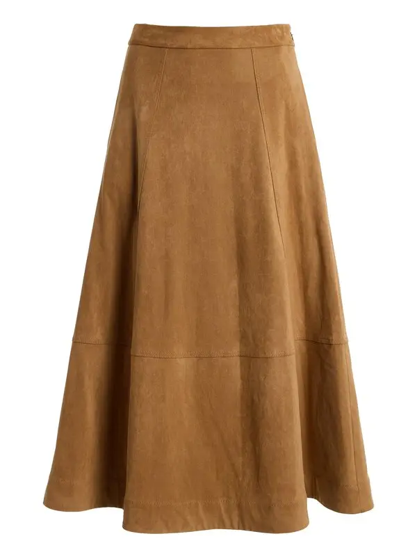 FAVORITE DAUGHTER The Aspen Faux Suede Midi Skirt - Brown