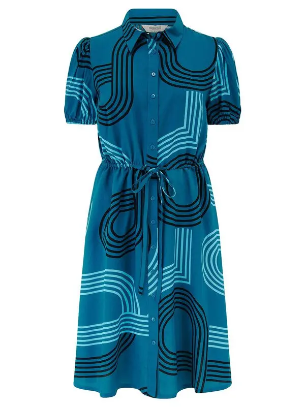 SUGARHILL BRIGHTON Salma Mini Shirt Dress With Geometric Print - Blue