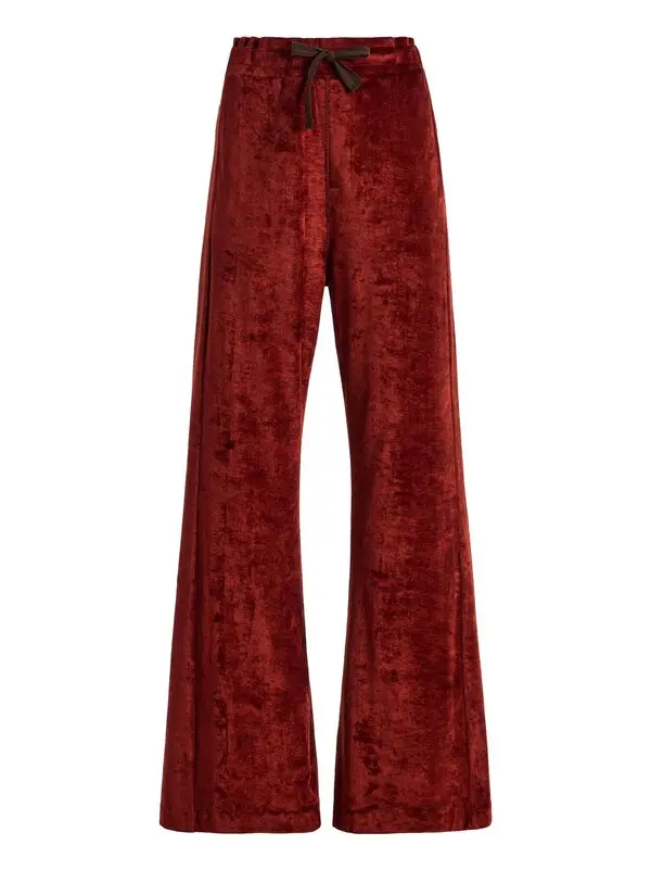 SANDERLAK Velvet Flare Trousers - Red