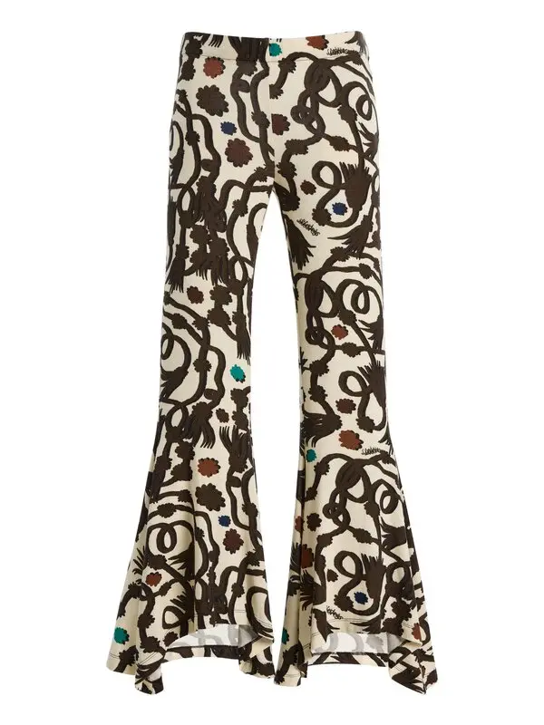 SIEDRES Jeslynn Abstract Print Ruffled Flare Pants - Multi