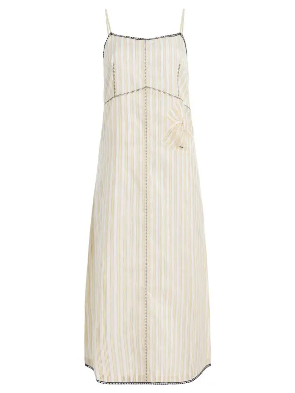 Prada Striped Jersey Midi Dress - Neutral