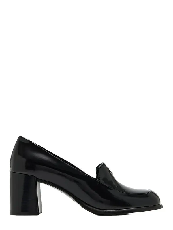 Prada Leather Loafer Pumps - Black