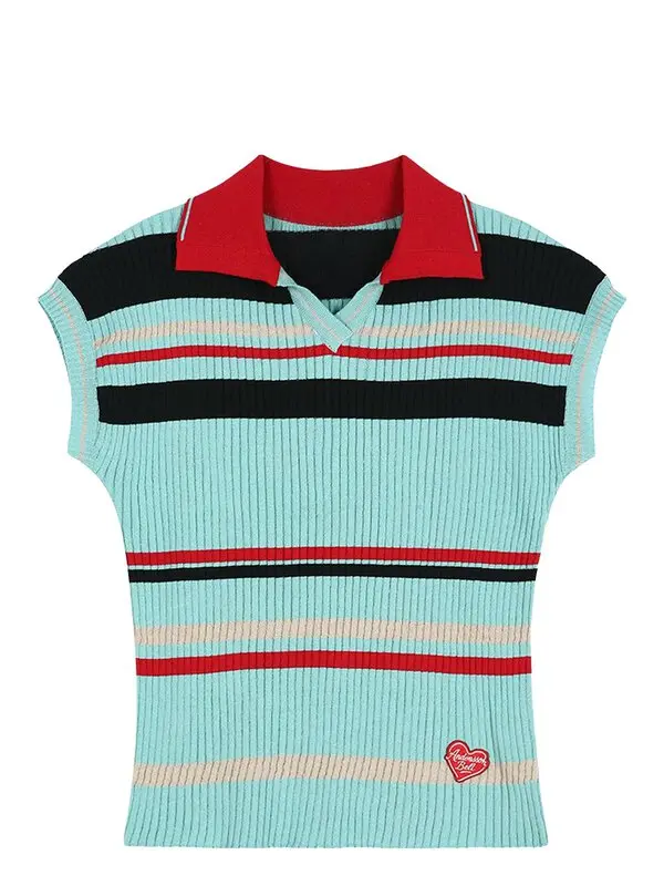 Andersson Bell Color-blocked Knit Polo Vest - Multicolor