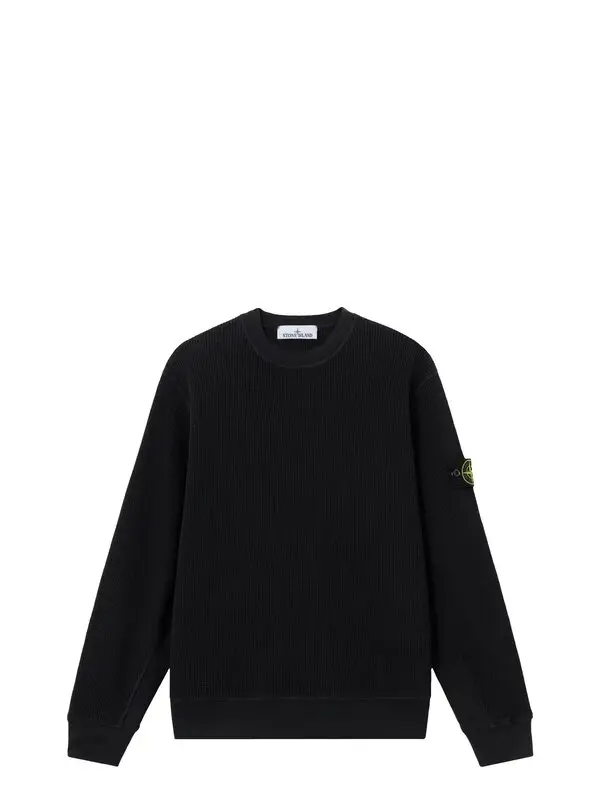 Stone Island Organic Cotton Waffle Knit Sweatshirt - Black