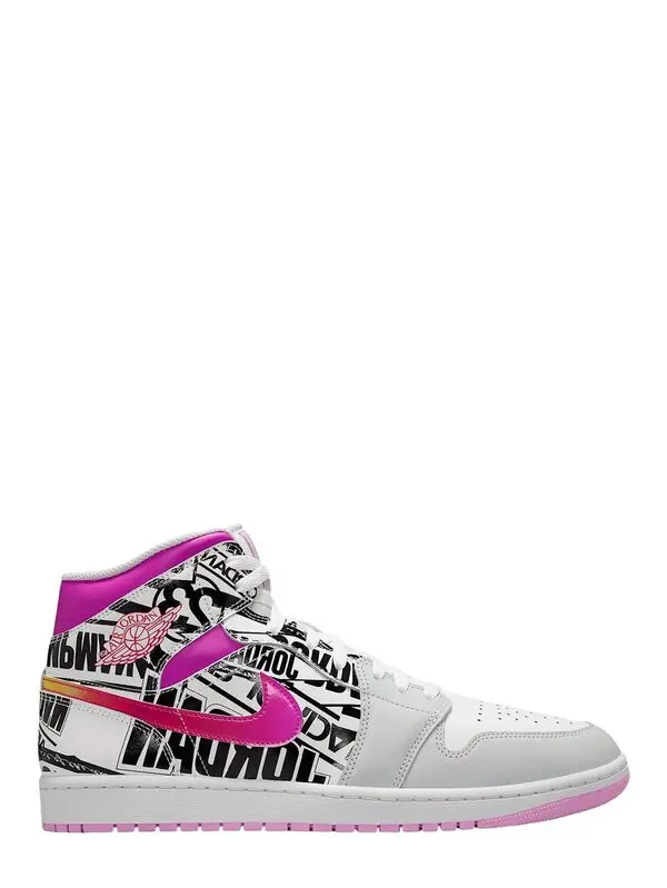 JORDAN 1 Mid Se "off University Red" High Top Sneakers - White