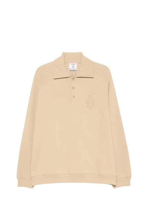 Casablanca Interlock Punto Collared Sweatshirt - Tan