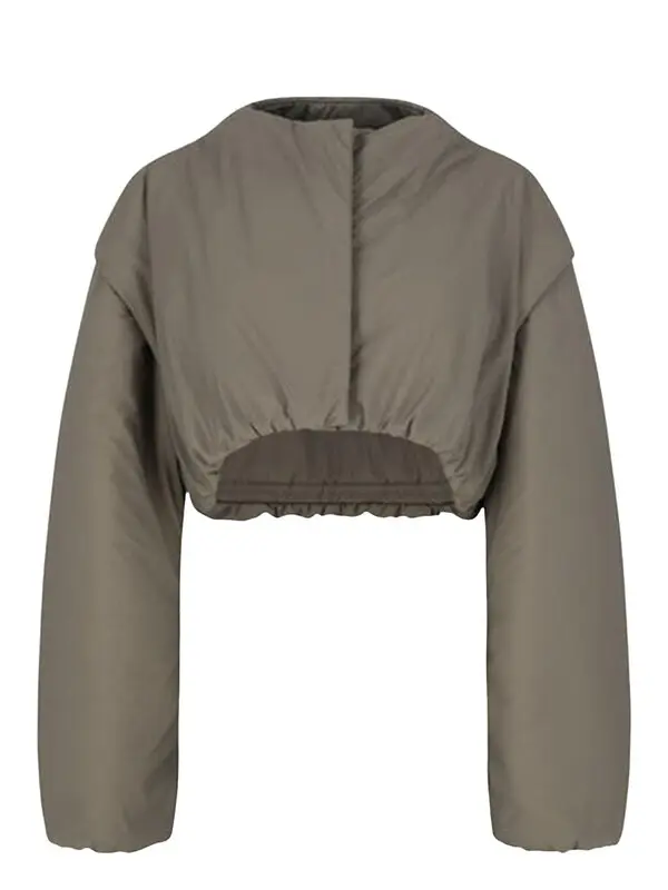 AMOMENTO Sheer Nylon Padded Crop Jumper - Grey