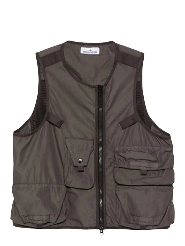 Stone Island Zip Up Ripstop Vest - Grey