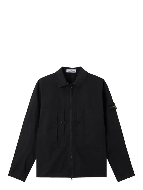Stone Island Mercerized Organic Cotton Ripstop Overshirt - Black
