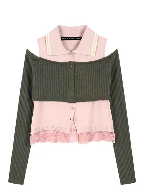Andersson Bell Layered Off-shoulder Collar Top - Multicolor