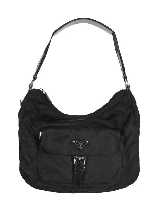 Prada Tessuto Saffiano Shoulder Bag - Black