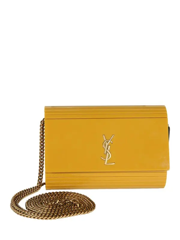 Saint Laurent Plexiglass Vicky Minaudiere - Yellow