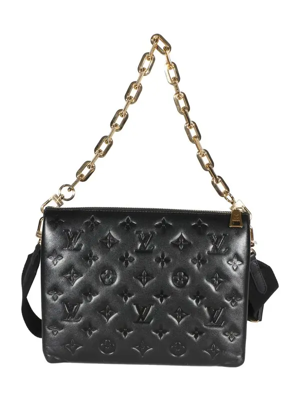 LOUIS VUITTON Monogram Embossed Lambskin Coussin Pm Shoulder Bag - Black