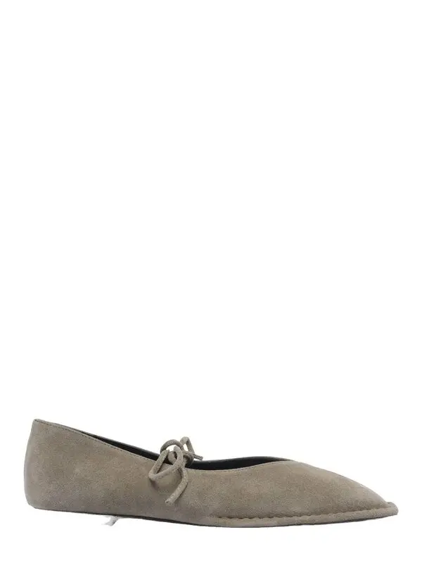 ALOHAS Square-toe Leather Flats With V-shaped Vamp And Bow Detailing - Verde