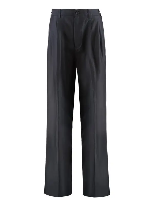 MAISON MARGIELA High-waisted Pleated Cotton Trousers - Black