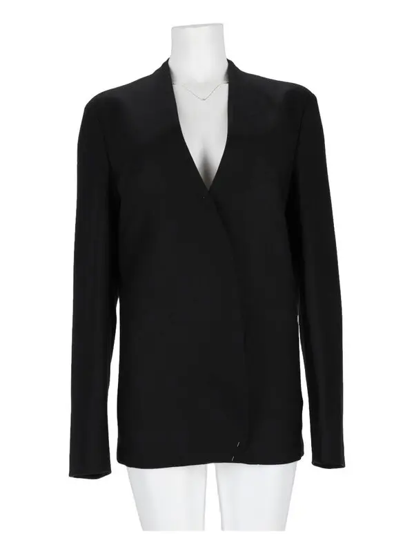 MAISON MARGIELA Collarless Wool Wrap Blazer - Black