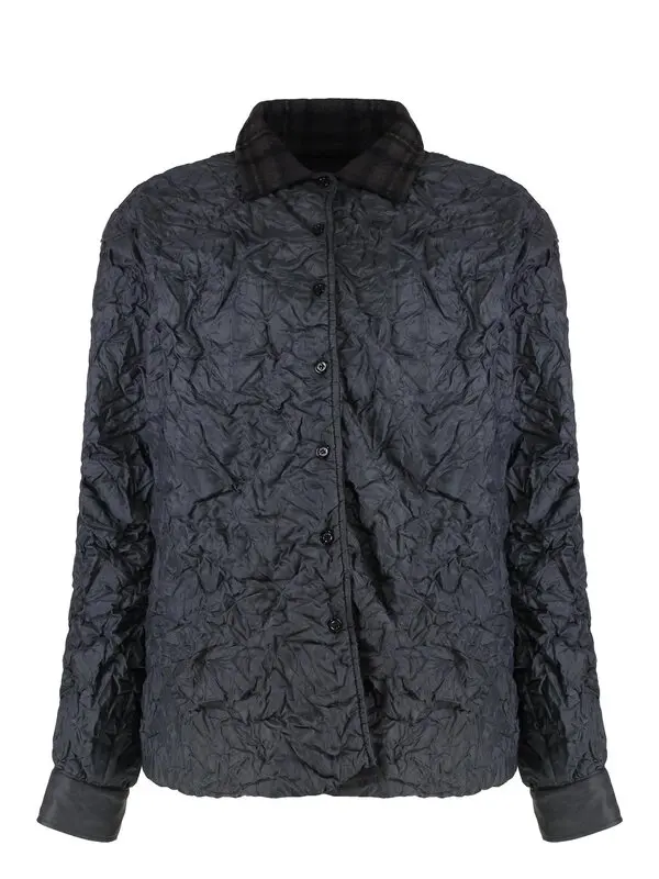 MAISON MARGIELA Reversible Quilted Jacket With Plaid Collar - Grey