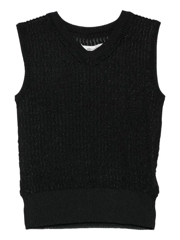 MAISON MARGIELA Sleeveless Knit Top With Ribbed Hem - Nero