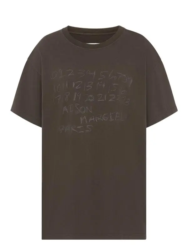 MAISON MARGIELA Printed Numbers & Text Short-sleeve T-shirt - Marrone