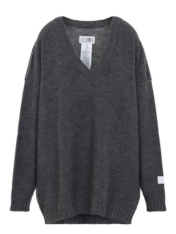 MAISON MARGIELA V-neck Wool Blend Sweater - Grey