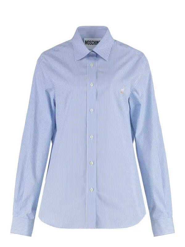 Moschino Striped Cotton Shirt - Light Blue