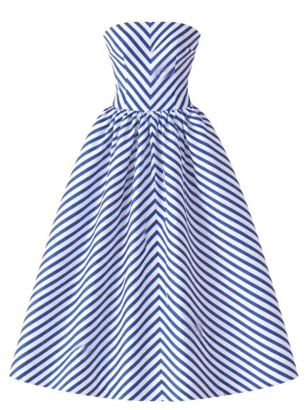 SELF-PORTRAIT Strapless Mini Dress With Concealed Back Zip And Internal Corset - Blu