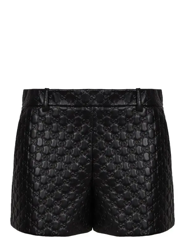 Gucci Gg Embossed Leather Shorts - Black